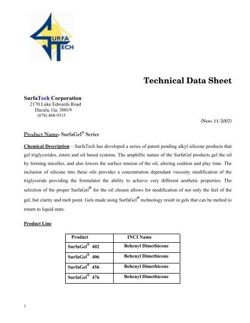 Technical Data Sheet - SurfaTech