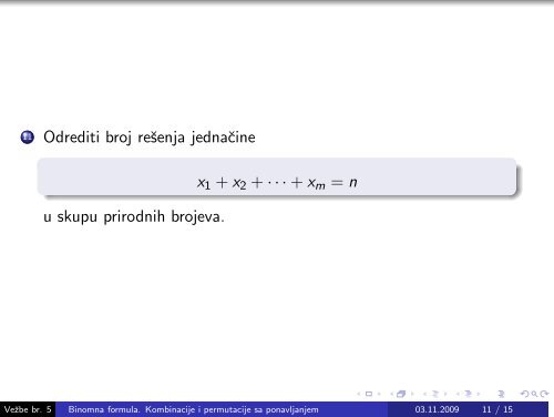 Binomna formula. Kombinacije i permutacije sa ponavljanjem