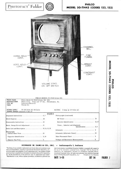 Philco-50-T1443-Sams.. - Early Television Foundation