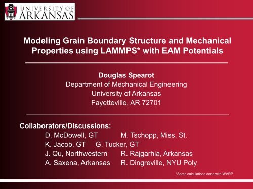 Modeling grain boundary structure and mechanical ... - Lammps