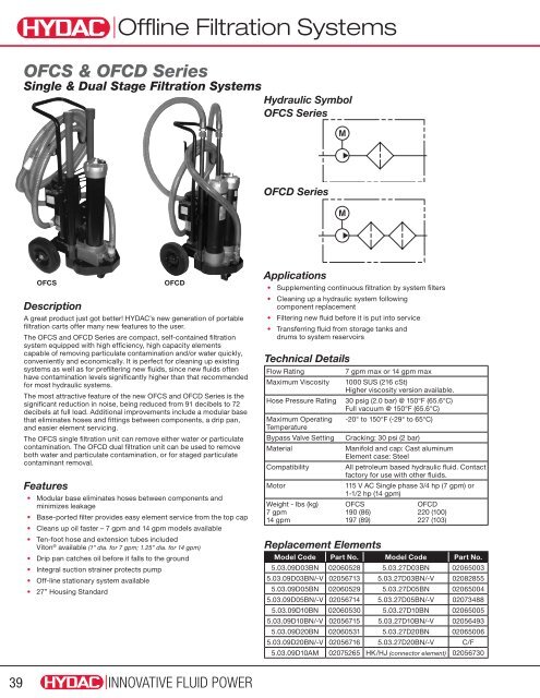 Offline Filtration Systems - HYDAC USA