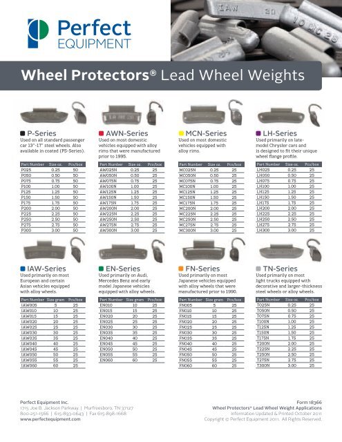 Wheel ProtectorsÃ‚Â® Lead Wheel Weights - Perfect Equipment ...