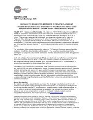 EDQM Certificate of Suitability - Neovasc Inc.