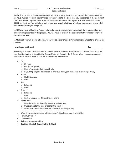Capstone Project Data Sheet