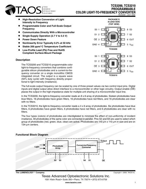 Taos TCS3200 datasheet - DFRobot