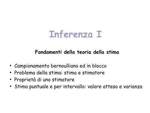 Inferenza I - Teoria della stima