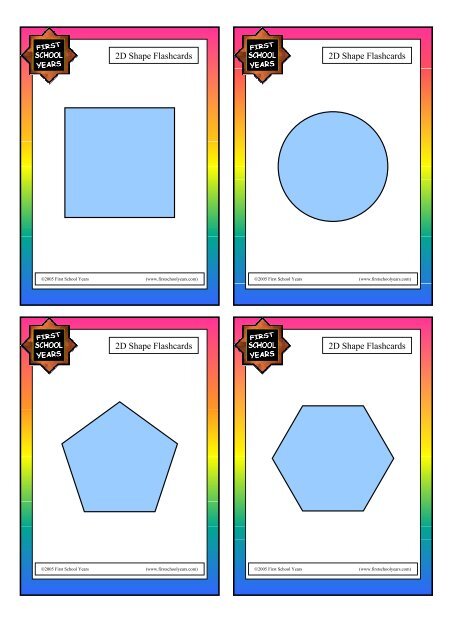 2D Shape Flashcards - First School Years