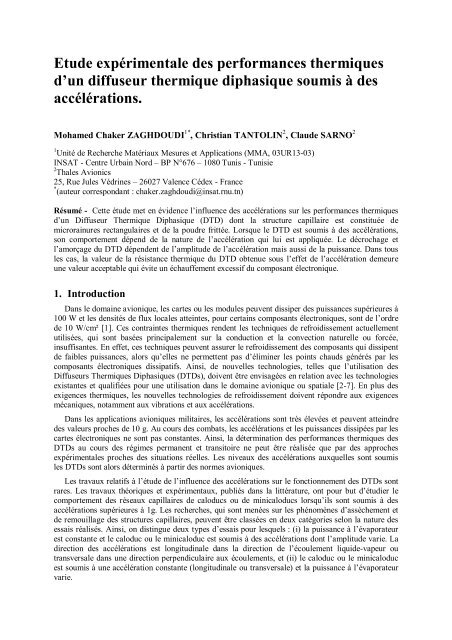 Etude expÃƒÂ©rimentale des performances thermiques d'un diffuseur ...