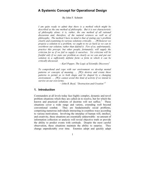 A Systemic Concept for Operational Design - The Air University