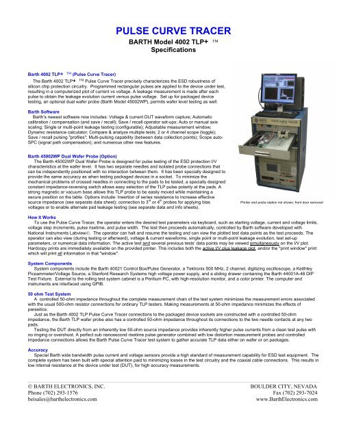 PULSE CURVE TRACER - Barth Electronics