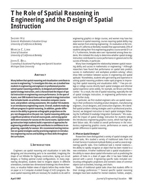 The Role of Spatial Reasoning in Engineering and the Design of ...