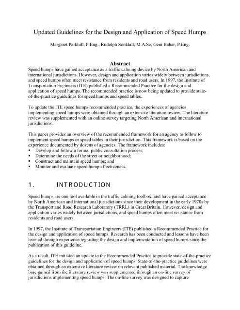 Updated Guidelines for the Design and Application of Speed Humps ...