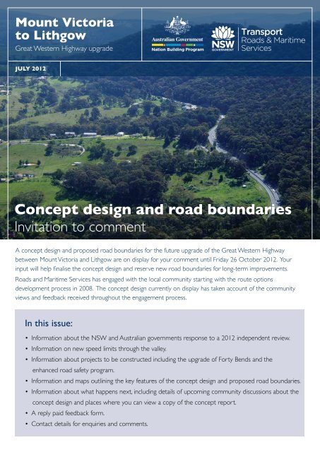 Concept design and road boundaries - RTA - NSW Government