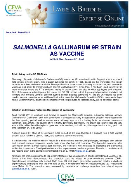 salmonella gallinarum 9r strain as vaccine - The Poultry Site