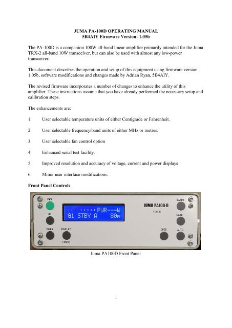 JUMA PA-100D OPERATING MANUAL 5B4AIY ... - Nikkemedia.fi