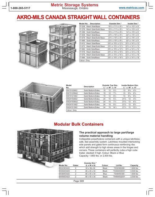 Bulk Stacking Containers - Metric Storage Systems