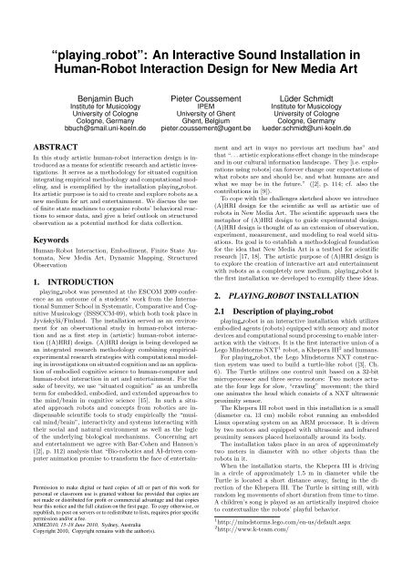 An Interactive Sound Installation in Human-Robot Interaction Design ...