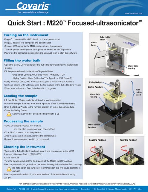 M220â ¢ Focused-ultrasonicator - Covaris