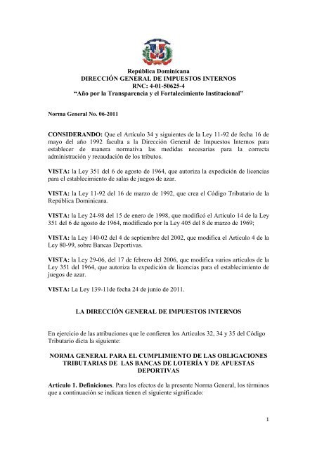 Norma General 06-2011 - Direccion General de Impuestos Internos Norma General 06-2011 - Direccion General de Impuestos Internos