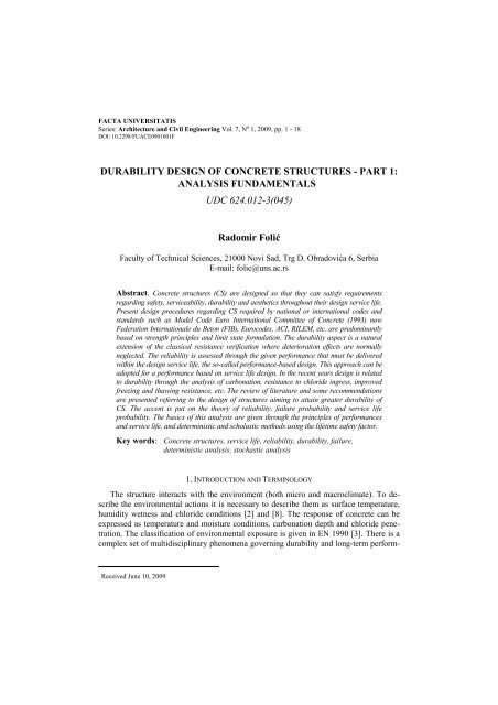 DURABILITY DESIGN OF CONCRETE STRUCTURES - PART 1 ...