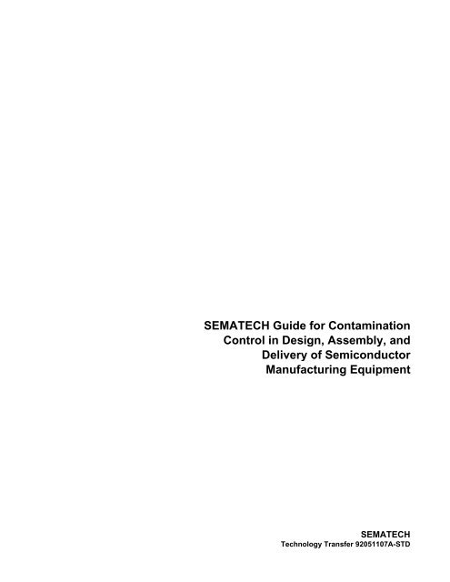 SEMATECH Guide for Contamination Control in Design, Assembly ...