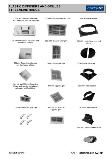 Streemline diffuser - Advantage Air