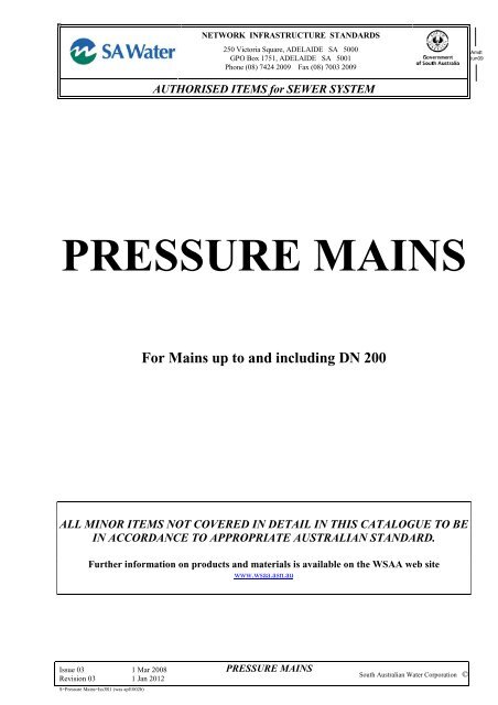 Sewer Pumping Stations & Pressure Mains - SA Water