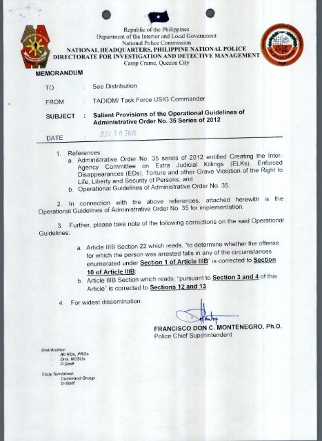 Salient Provisions of the Operational Guidelines of AO 35 series of ...