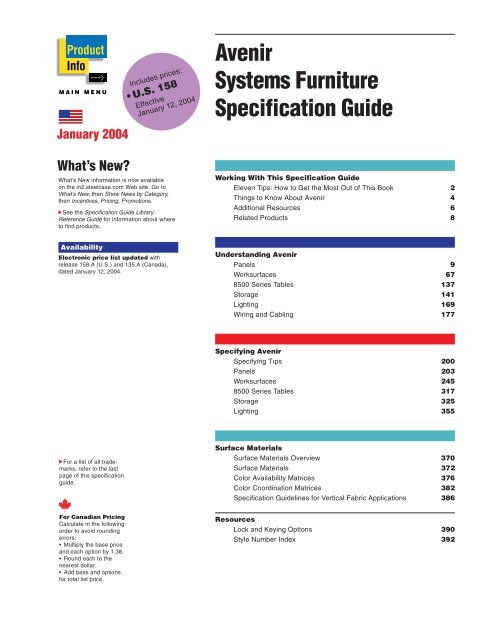 Avenir Systems Furniture Specification Guide - OEC Business Interiors