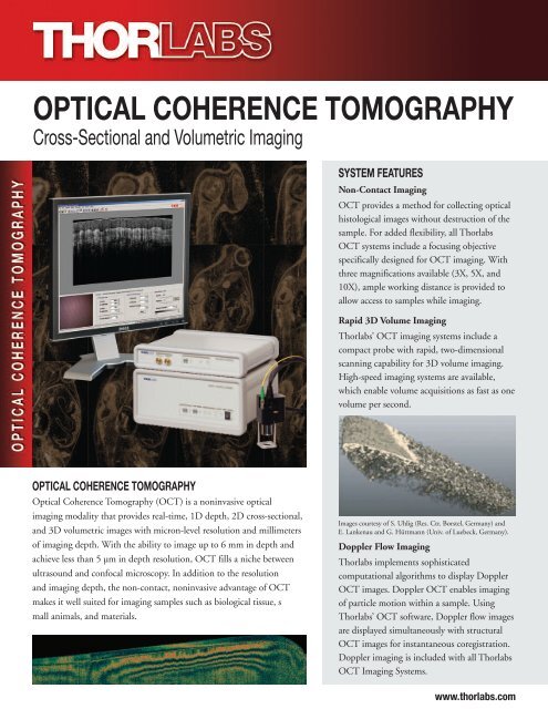 OPTICAL COHERENCE TOMOGRAPHY - Thorlabs, Inc.
