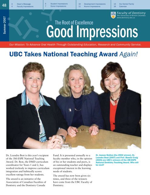Good Impressions - UBC Dentistry - University of British Columbia