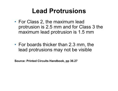 Lead Protrusions • For