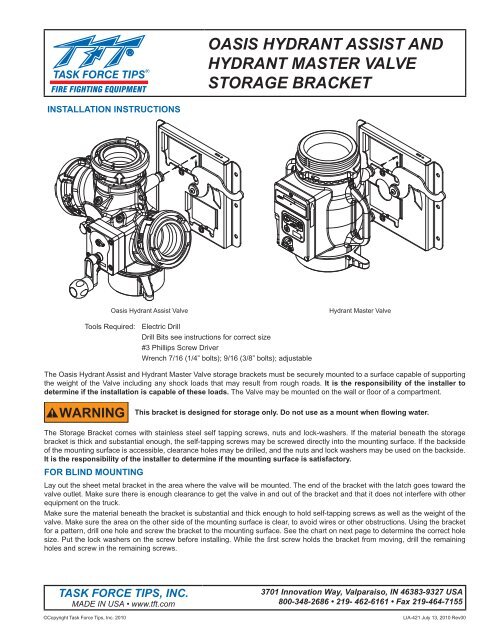 Oasis Hydrant Assist and Hydrant Master Valve ... - Task Force Tips