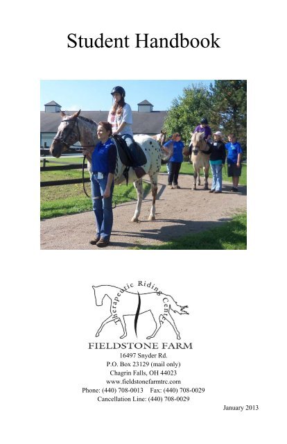 Student Handbook - Fieldstone Farm Therapeutic Riding Center