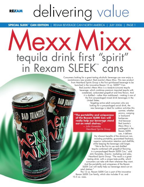 tequila drink first .spirit. in Rexam Sleek™ cans