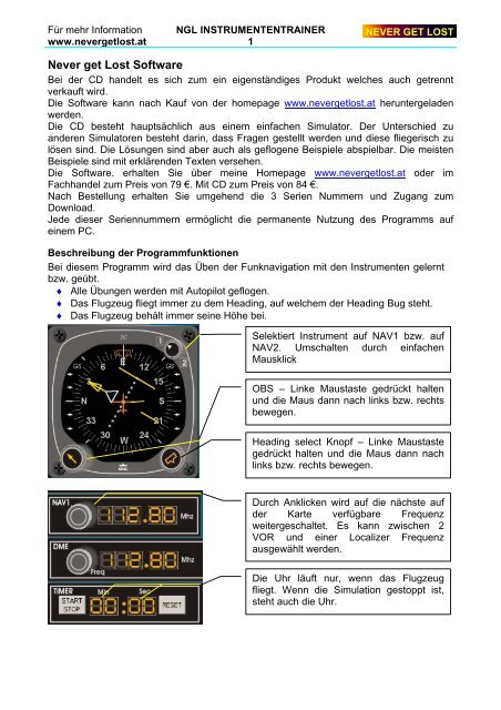 Software Anleitung - Never Get Lost
