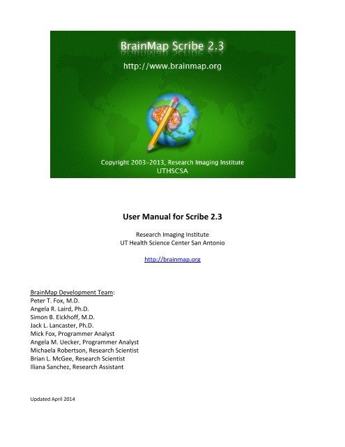 Scribe Users' Manual - BrainMap