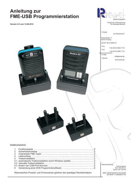 Anleitung zur FME-USB Programmierstation - riewel.de