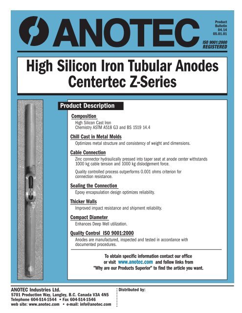 Anotec Z-Series Tubular Anodes