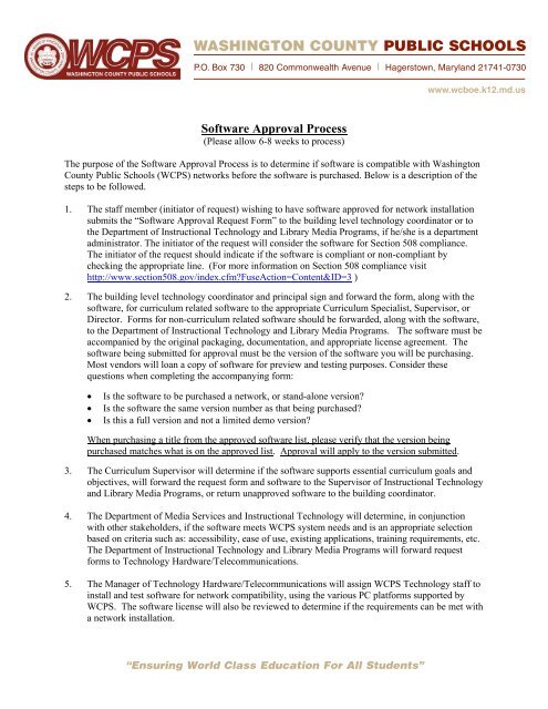 Software Approval Request form - Purchasing Department