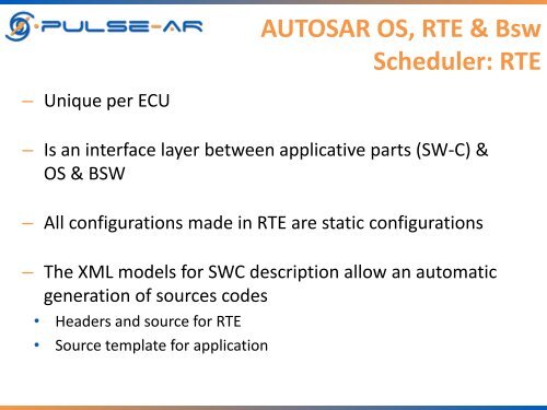 AUTOSAR OS, RTE & SchM: