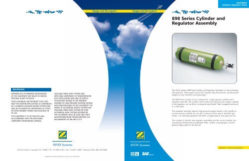 898 Series Cylinder and Regulator Assembly - AVOX Systems, Inc.