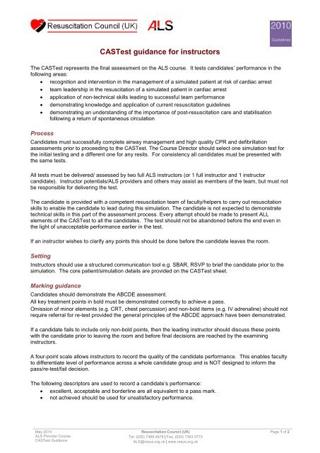 CASTest guidance for instructors - Resuscitation Council (UK)