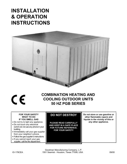 installation & operation instructions - Day & Night Mechanical ...