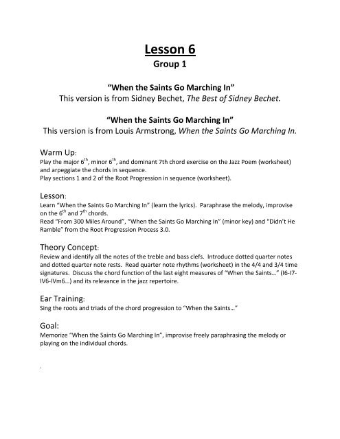 Group 1, Lesson 6 - C - New Orleans Jazz & Heritage Foundation