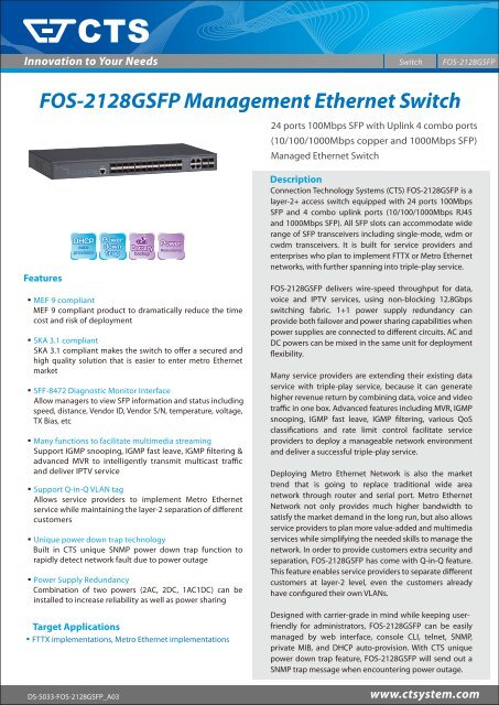 FOS-2128 - connection technology systems co., ltd