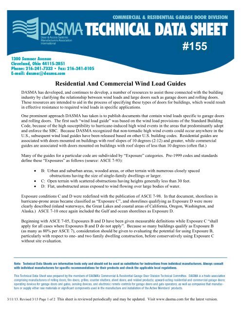 TDS 155 Residential And Commercial Wind Load ... - Dasma.com