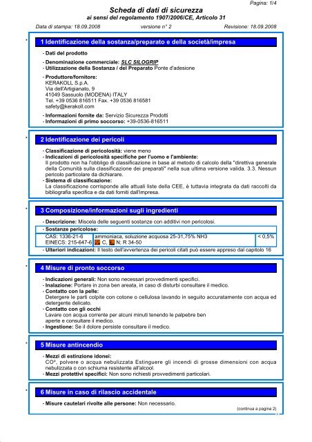 Scheda di dati di sicurezza - Maifredi Costruzioni