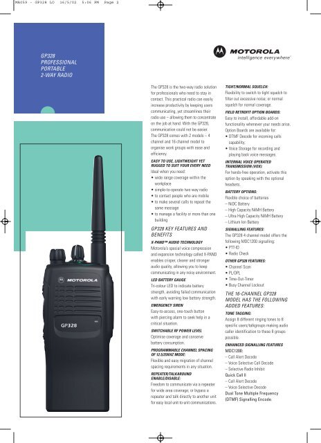 GP328 PROFESSIONAL PORTABLE 2-WAY RADIO - Radio Waves