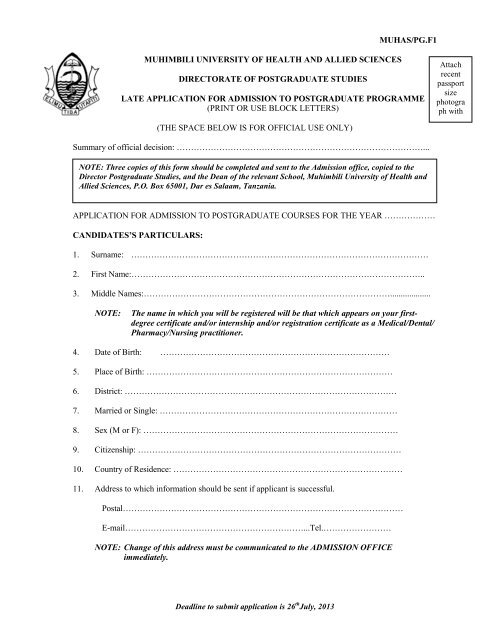 Late Application July-2013 forms.pdf - Muhimbili University of Health ...
